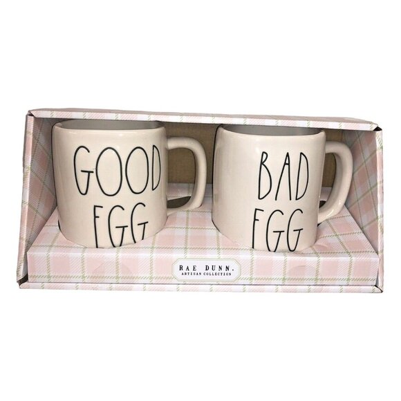 Rae Dunn | Dining | Rae Dunn Set Of 2 Mugs Good Egg Bad Egg New Easter ...
